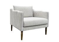 China Striped Fabric Arm Chair with Removable Seat Cushion Wood Legs 81x81x80cm for sale