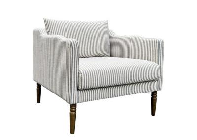China Striped Fabric Arm Chair with Removable Seat Cushion Wood Legs 81x81x80cm for sale