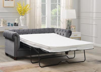 China L 200cm Fabric Sofa Bed Double Chestfield Nails Buttons Queen Size Spring Mattress for sale