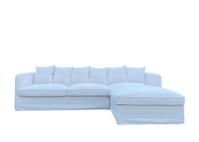 China Ivory Removable Cover Fabric Sofa Couch 279cm with Feather Cushions for sale