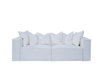 China Linen Fabric Removable Cover Sofa 220cm Washable Couch Feather Cushions White for sale