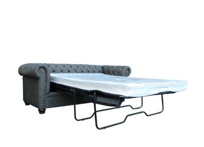 China Chestfield Grey Fabric Sofa Bed with Spring Mattress 200cm L x 90cm D for sale