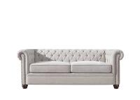 China Beige Fabric Chair Bed Tufted Nailing Decoration Fabric Sleeper Sectional for sale