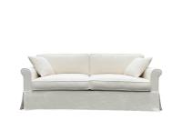 China Full Size Linen Fabric Sofa Bed with Removable Cover 205cm Length Spring Mattress 12cm Thickness for sale
