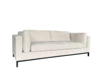 China 3 Seater Fabric Sofa Beige Metal Base with Arm Pillows 227cm Living Room for sale