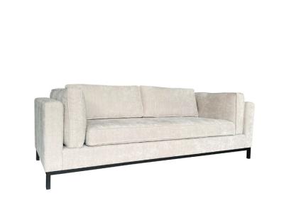 China 3 Seater Fabric Sofa Beige Metal Base with Arm Pillows 227cm Living Room for sale