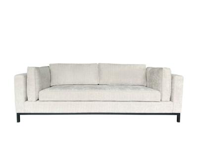 China Iron Base 3 Seater Fabric Sofa Beige High Density Pure Foam Cushions 227cm for sale
