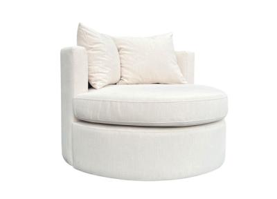 China D28 Foam Density Swivel Fabric Armchair 85cm Polyester Beige Lounge Chair for sale