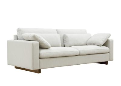 China Timber Crossing 3 Seater Fabric Sofa 220cm Wooden Legs Cloth Sofa High Density Foam for sale