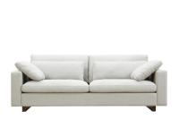 China 90cm Grey Fabric 3 Seater Sofa with Waist Pillows and Birch Wood Legs 220cm for sale