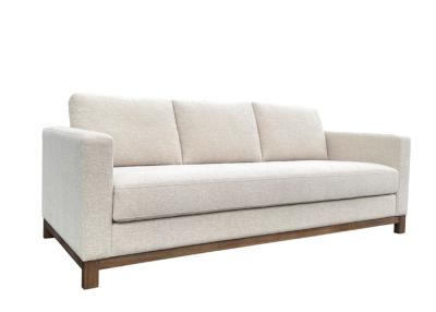 China Wooden Base Three Seater Fabric Sofa 216cm Vintage Beige Couch for sale