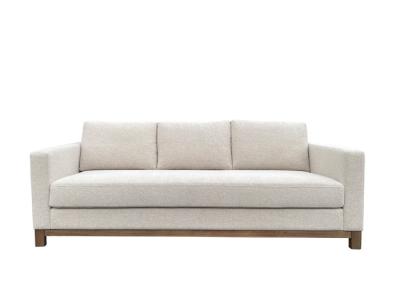 China Solid Wood Base 3 Seater Fabric Sofa Beige 216cm Vintage Living Room Settee for sale