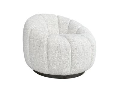 China Beige Boucle Swivel Pumpkin Arm Chair with Iron Base 96x93x74 cm for sale