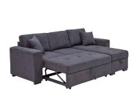 China Fabric Pull Out Sofa Bed Chaise with Storage 235cm L Shaped Sleeper Couch for sale