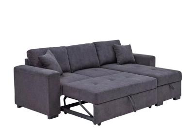 China Fabric Pull Out Sofa Bed Chaise with Storage 235cm L Shaped Sleeper Couch for sale