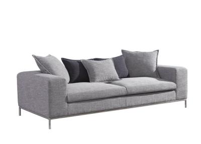 China KD Metal Base Fabric Sofa 230cm High Density Foam Seat Cushions Fiber Filling Pillows for sale