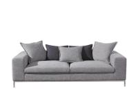 China 3-Seater Fabric Sofa with Metal Base 230cm Light Grey High Density Foam Seat for sale