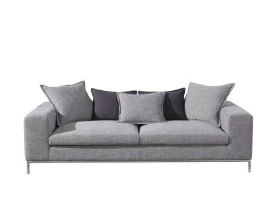 China 3-Seater Fabric Sofa with Metal Base 230cm Light Grey High Density Foam Seat for sale
