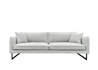 China 3 Seater Fabric Sofa with Metal Legs 220cm D30 Sponge Cushions Polyester Fiber Pillows for sale