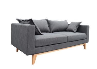China Fabric Sofa with Wooden Base Timber Plinth 173 cm Charcoal Pure Foam Seat Cushions for sale