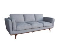 China 3 Seater Fabric Sofa with Arm Pillows Chestnut Wood Base 230cm Grey for sale