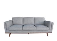 China Grey Fabric 3 Seater Sofa with Timber Plinth Base and Removable Cushions 230 cm for sale