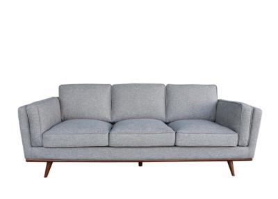 China Grey Fabric 3 Seater Sofa with Timber Plinth Base and Removable Cushions 230 cm for sale