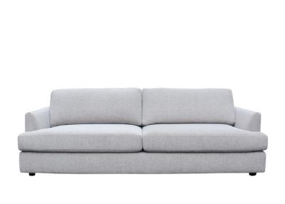 China Thick Foam Padded 3 Seater Fabric Sofa Gray 215 cm Wide Plastic Leg Couch for sale