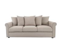 China 3-Seater Fabric Sofa Rolled Armrests High Density D30 Foam Seats Premium Fiber Back Pillows for sale