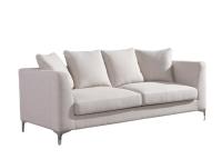China Beige 3 Seater Fabric Sofa with Metal Legs 206 cm Pinewood Frame for sale