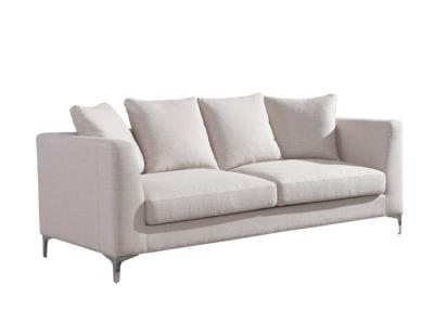 China Beige 3 Seater Fabric Sofa with Metal Legs 206 cm Pinewood Frame for sale