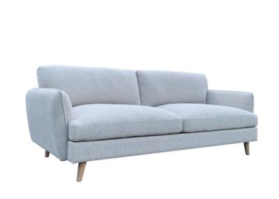 China Wooden Legs 3 Seater Fabric Sofa Grey Foam Fiber Padded 232 cm Wide Living Room Couch for sale