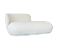 China Wood Legs Three Seater Fabric Sofa Chaise Daybed White Boucle 192cm for sale