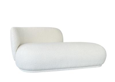 China Wood Legs Three Seater Fabric Sofa Chaise Daybed White Boucle 192cm for sale