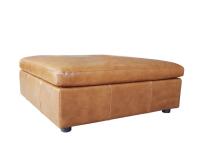 China Chestnut Genuine Leather Storage Ottoman Foot Stool 90x90x41cm Plastic Legs for sale