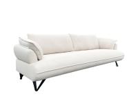 China White Boucle Fabric 3 Seater Sofa with Fixed Seat Cushion Metal Legs 220cm for sale