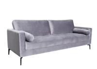 China Fabric Sofa with Pure Foam Padded Seat Cushion Fixed Round Arm Pillows Metal Legs 226cm for sale
