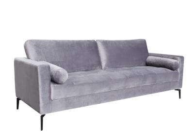 China Fabric Sofa with Pure Foam Padded Seat Cushion Fixed Round Arm Pillows Metal Legs 226cm for sale