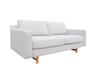 China Beige Fabric Sofa 180cm with Pure Foam Cushions Timber Legs Polyester Fiber Pillows for sale