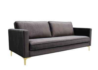 China Velvet Fabric 3 Seater Sofa with Chaise Removable Metal Legs D28 Foam for sale