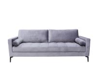China Grey Velvet Three Seater Fabric Sofa with Pure Sponge Padded Seat and Polyester Fiber Back Cushions for sale