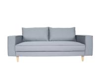 China Grey Fabric Three Seater Sofa with Pure Sponge Cushion French Stitching Wood Legs 197cm for sale