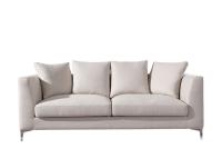 China W206cm Three Seater Fabric Sofa Beige Velvet Couch Removable Seat Cushions Metallic Legs for sale