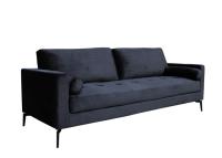 China Fabric Black Velvet 3 Seater Sofa 226 cm Metallic Legs Couch for sale