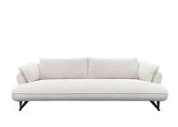 China Fixed Seat Three Seater Fabric Sofa Removable Arm Pillows Beige Fabric Couch for sale