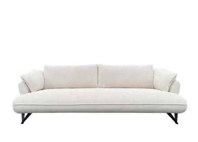 China Fixed Seat Three Seater Fabric Sofa Removable Arm Pillows Beige Fabric Couch for sale