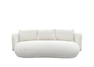 China Ivory Boucle Fabric 3 Seater Sofa with High Density Foam Cushion 220cm for sale