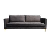China Charcoal Velvet 3 Seater Sofa 212cm Wide with Metallic Legs for sale
