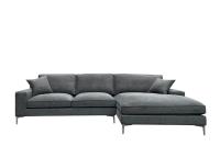 China Two Piece Sectional Fabric Sofa 305cm Charcoal with Metallic Legs for sale