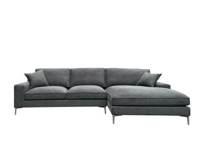 China Two Piece Sectional Fabric Sofa 305cm Charcoal with Metallic Legs for sale